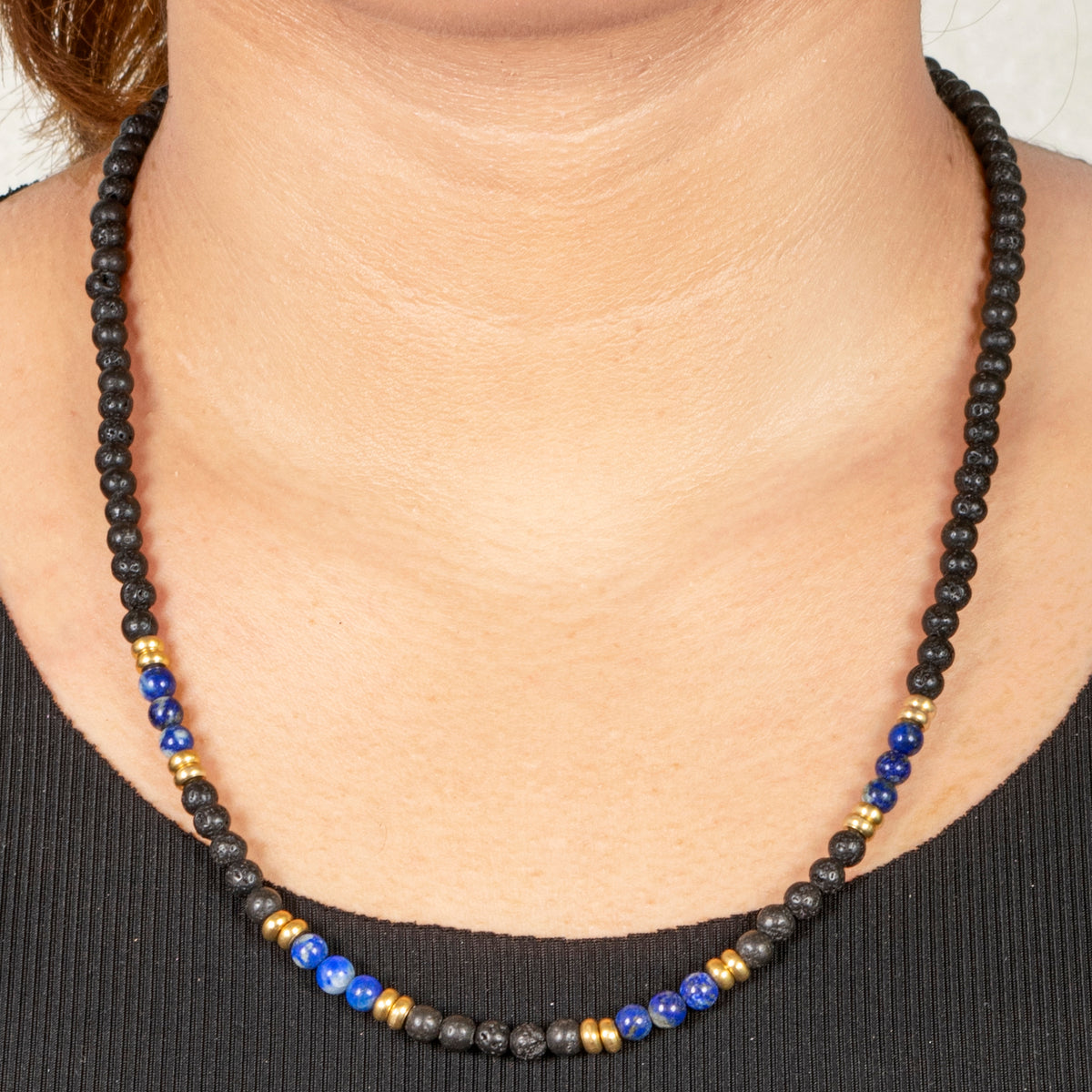 Lava and Lapis Short Mala– Art Of Tibet